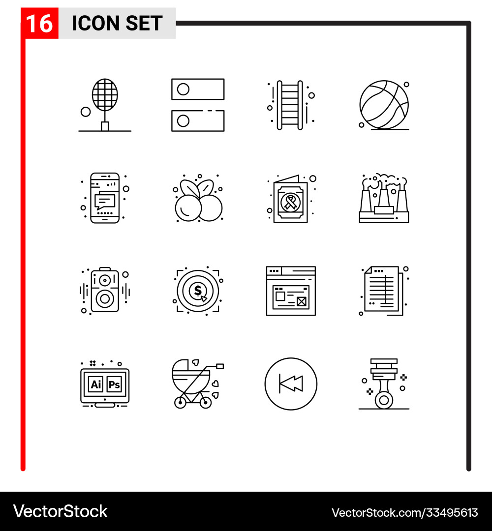 Modern set 16 outlines and symbols Royalty Free Vector Image