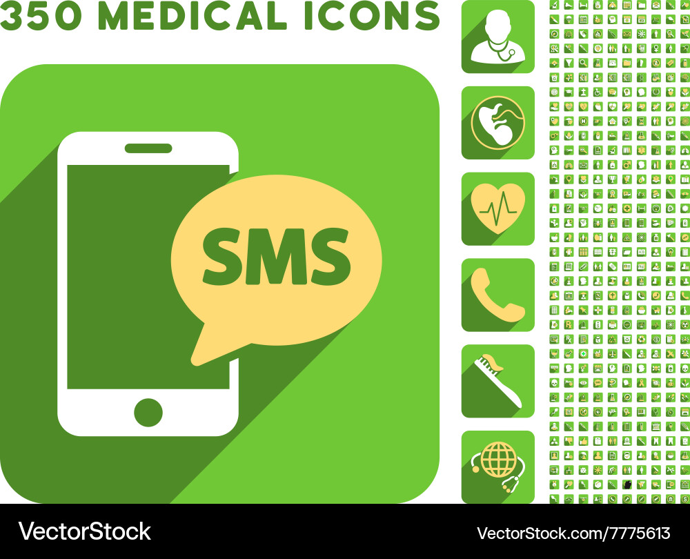 Phone sms icon and medical longshadow set Vector Image