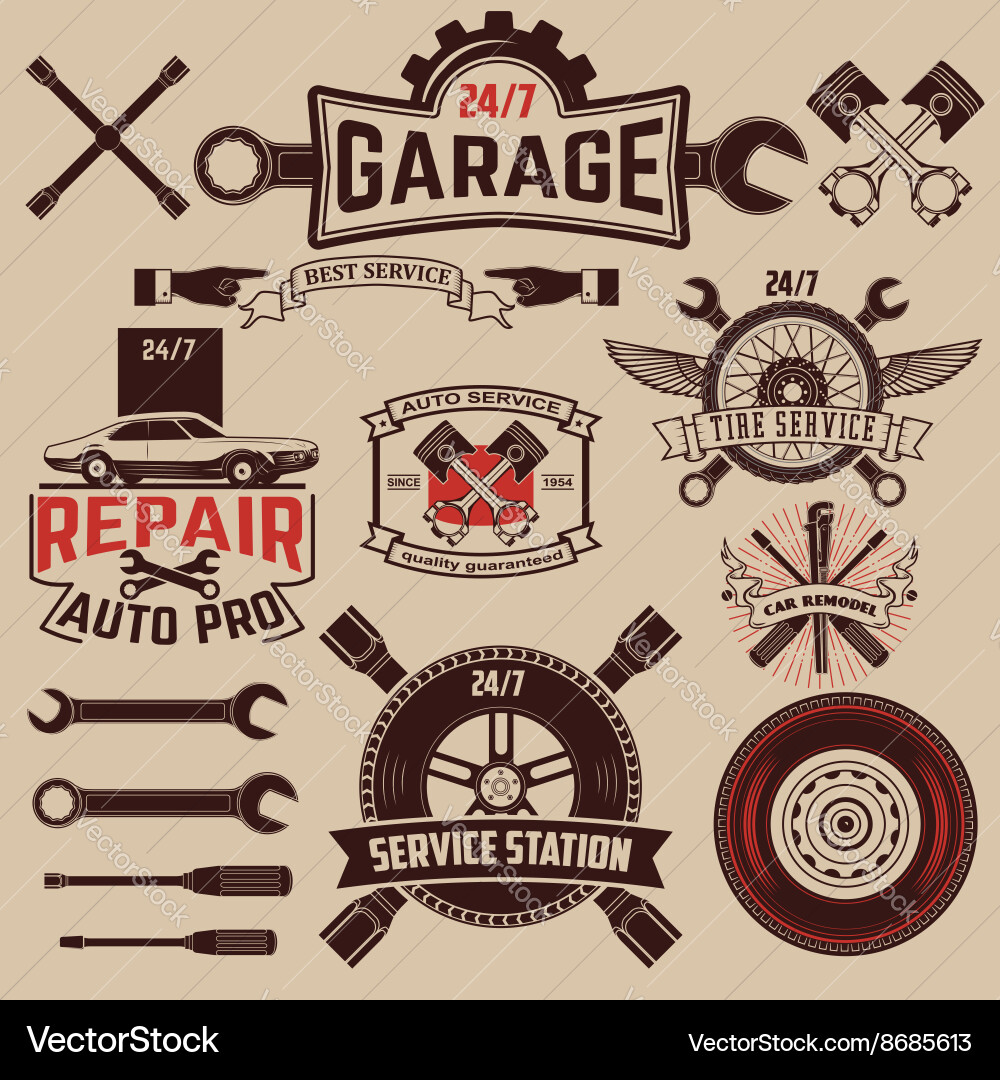Set of car service labels Royalty Free Vector Image