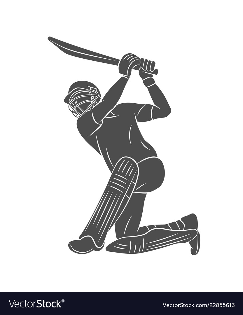 Silhouette batsman playing cricket on a white Vector Image Silhouette batsman playing cricket on a white Vector Image