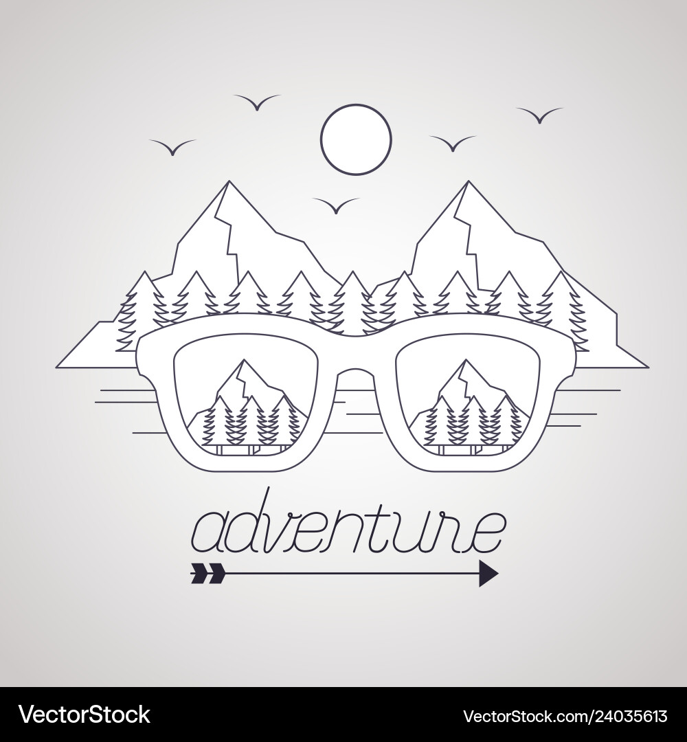 Wanderlust explore adventure landscape Royalty Free Vector