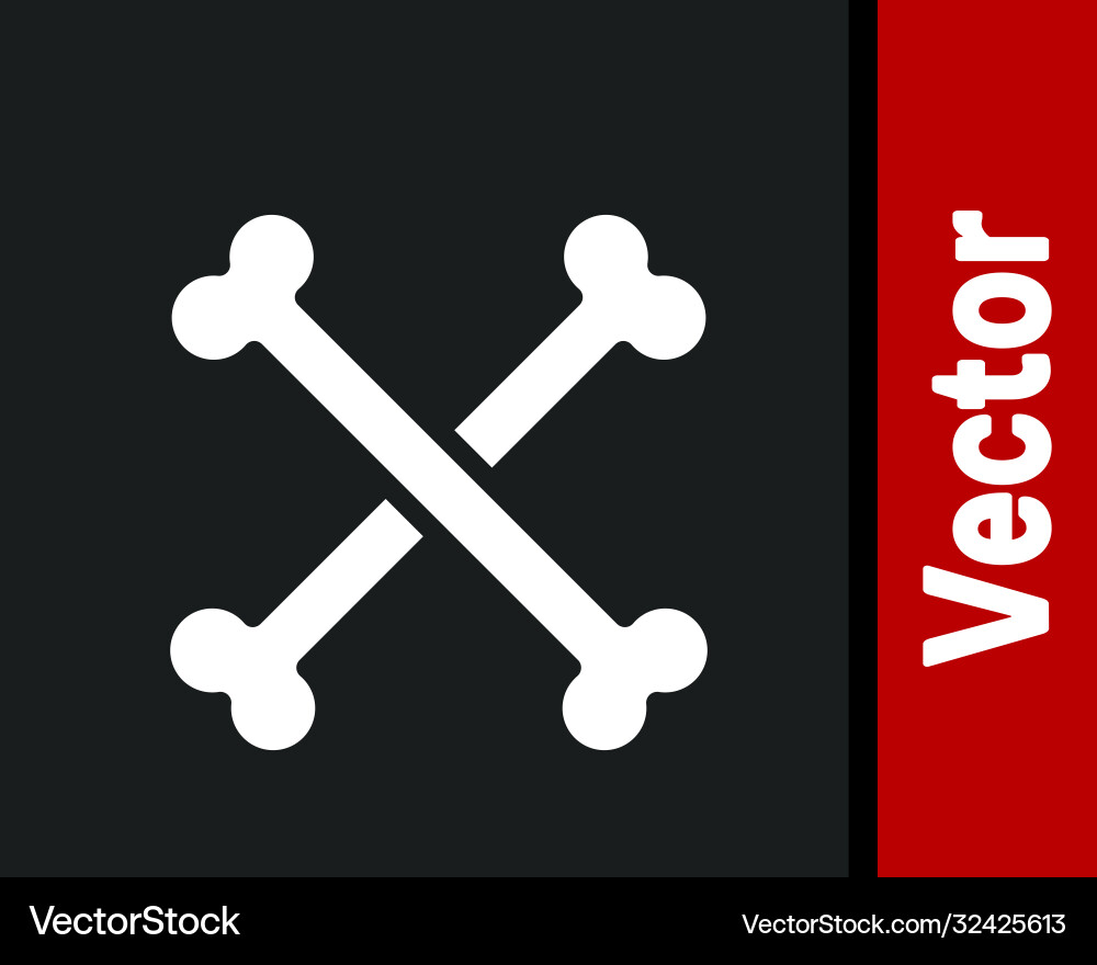 White crossed human bones icon isolated on black Vector Image