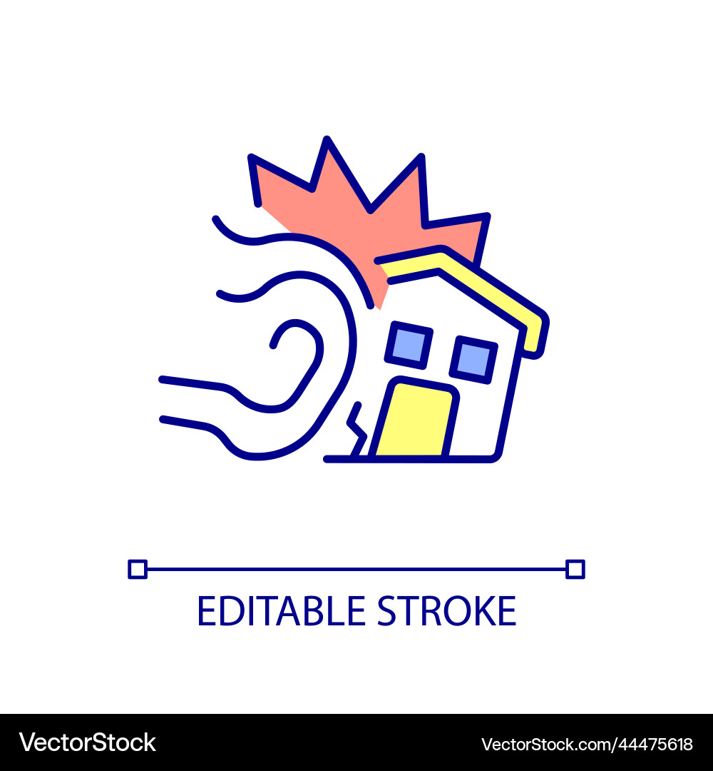 Blast wave effect on building rgb color icon Vector Image