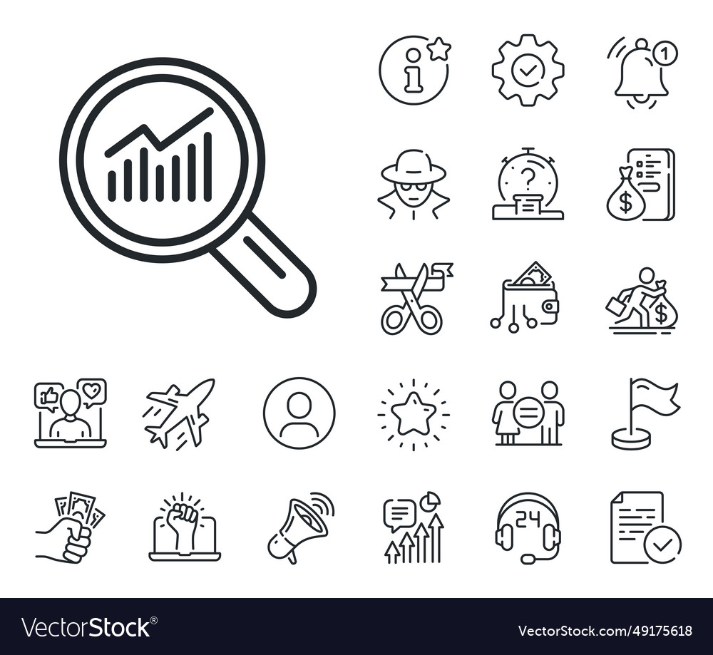 Chart line icon report graph sign in magnifier Vector Image Chart line icon report graph sign in magnifier Vector Image