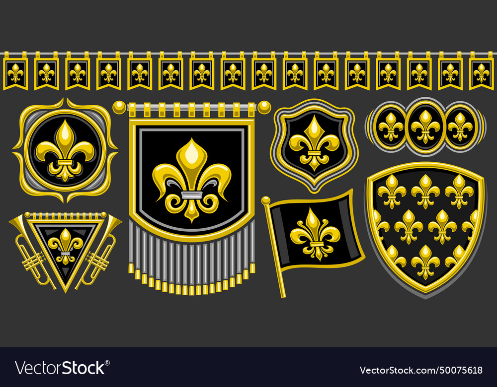 Fleur de lis set Royalty Free Vector Image - VectorStock Fleur de lis set Royalty Free Vector Image - VectorStock