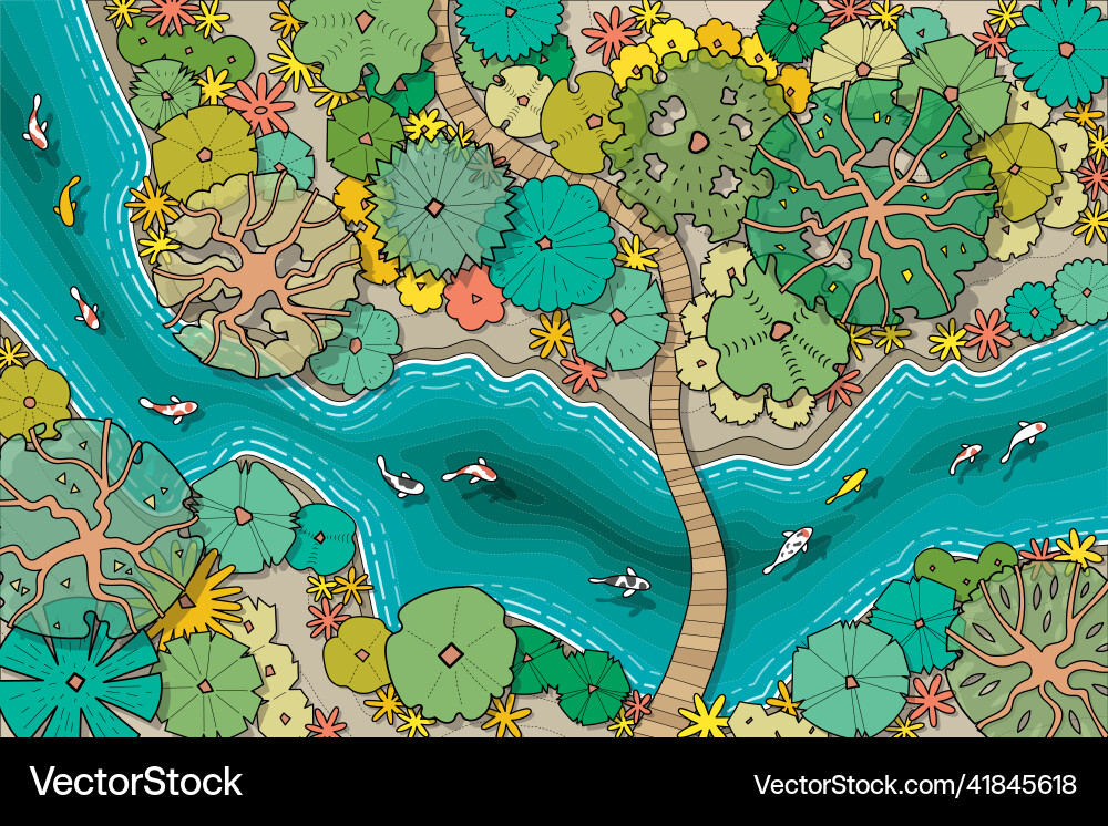 Hand drawn set of top view trees Royalty Free Vector Image