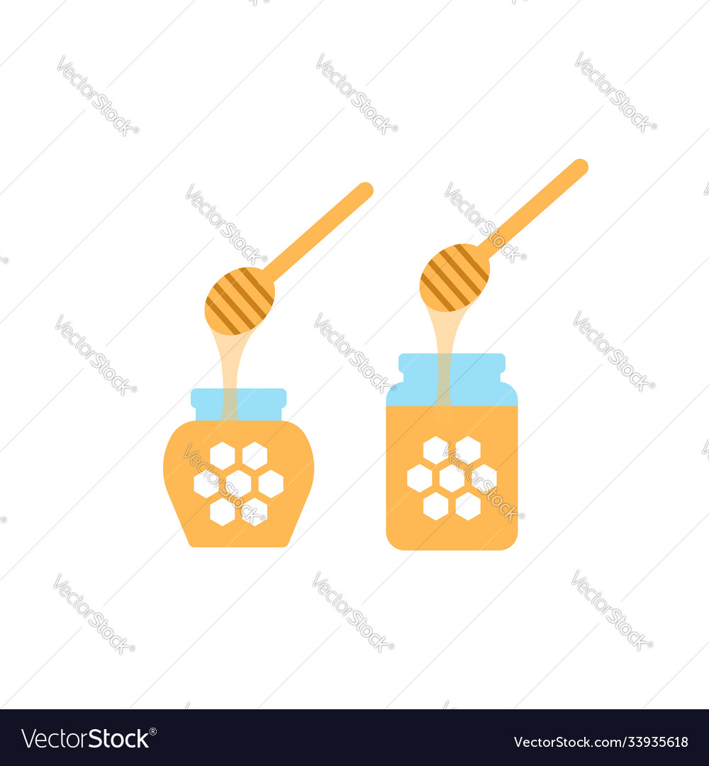 Honey jar flat icon isolated on white background Vector Image