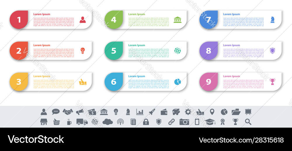 Infographic design business concept with 9 steps Vector Image