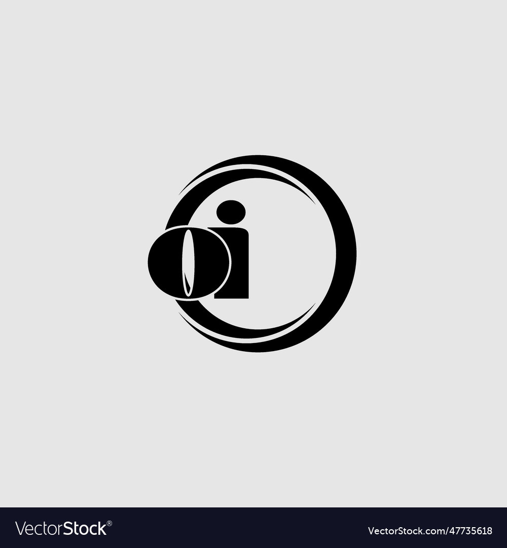 Letters oi simple circle linked line logo Vector Image