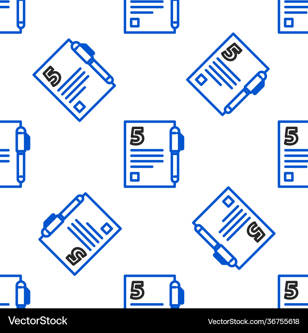 Line test or exam sheet and pen icon isolated Vector Image