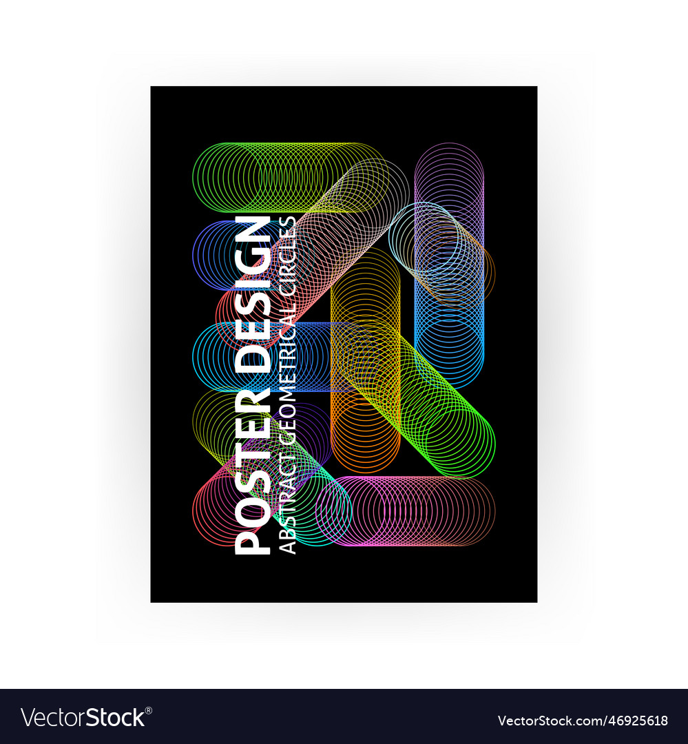 Modern colorful circles black poster Royalty Free Vector