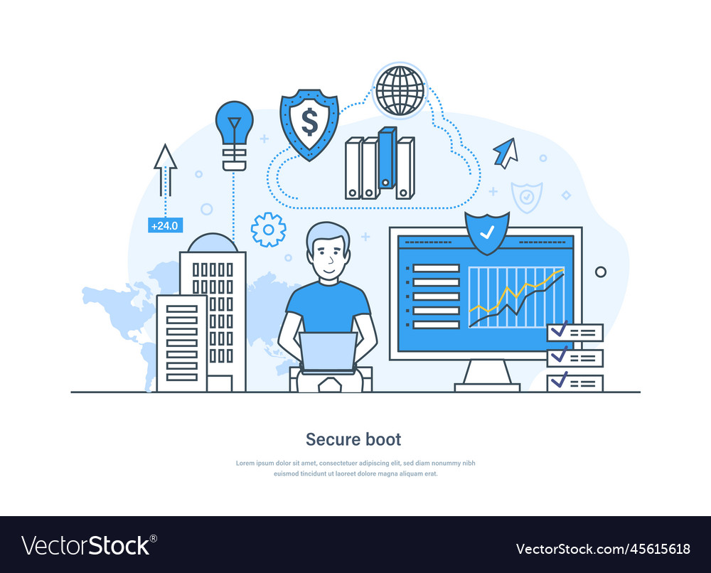 Secure boot security standard to operating system Vector Image