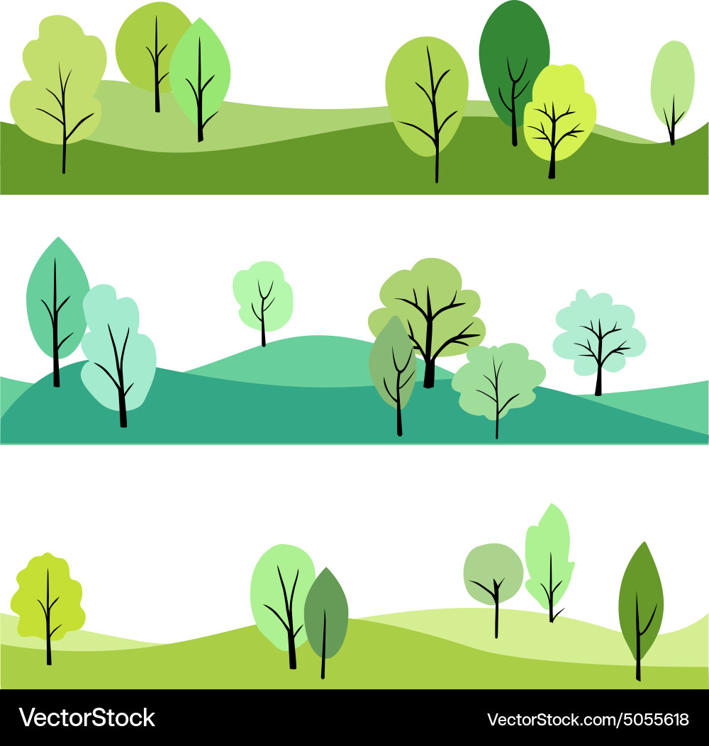 Set of landscape with trees Royalty Free Vector Image