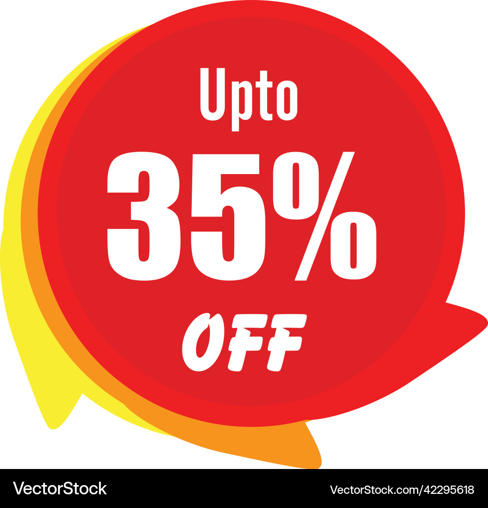Upto 35 percentage off badge graphics Royalty Free Vector