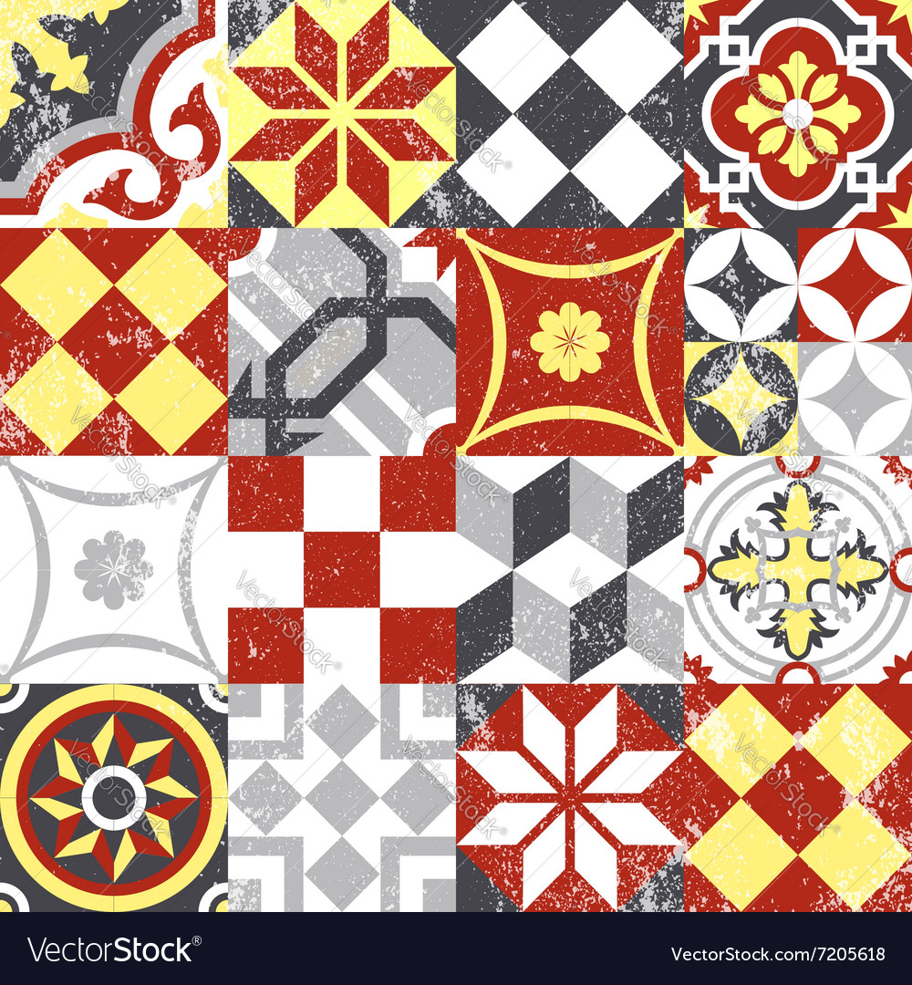 Vintage patchwork seamless pattern mosaic tile Vector Image