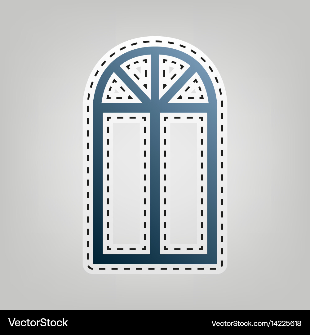 Window simple sign blue icon with outline Vector Image