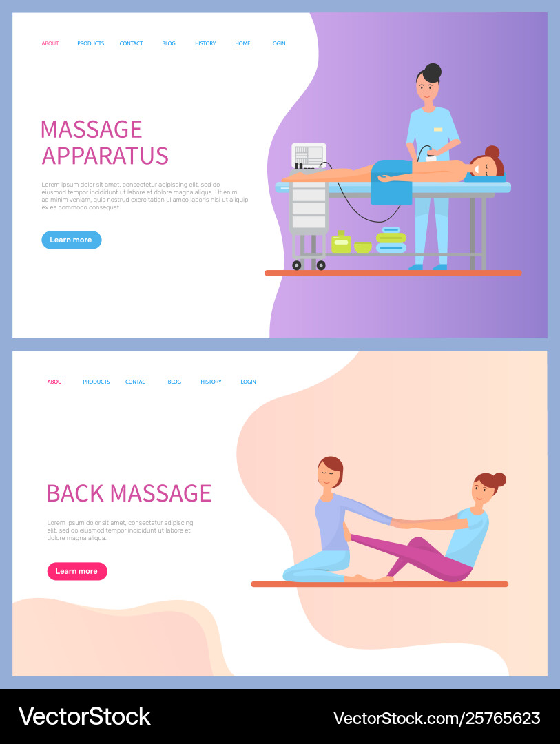 Apparatus and back massage for woman web Vector Image