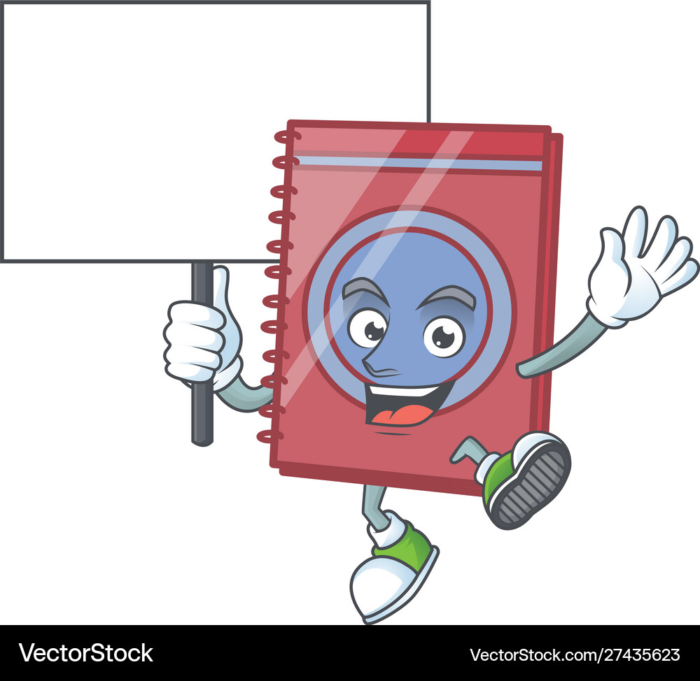 Bring board red closed book with character mascot Vector Image