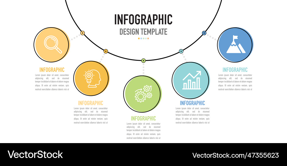 Circular mind map linear infographic for business Vector Image