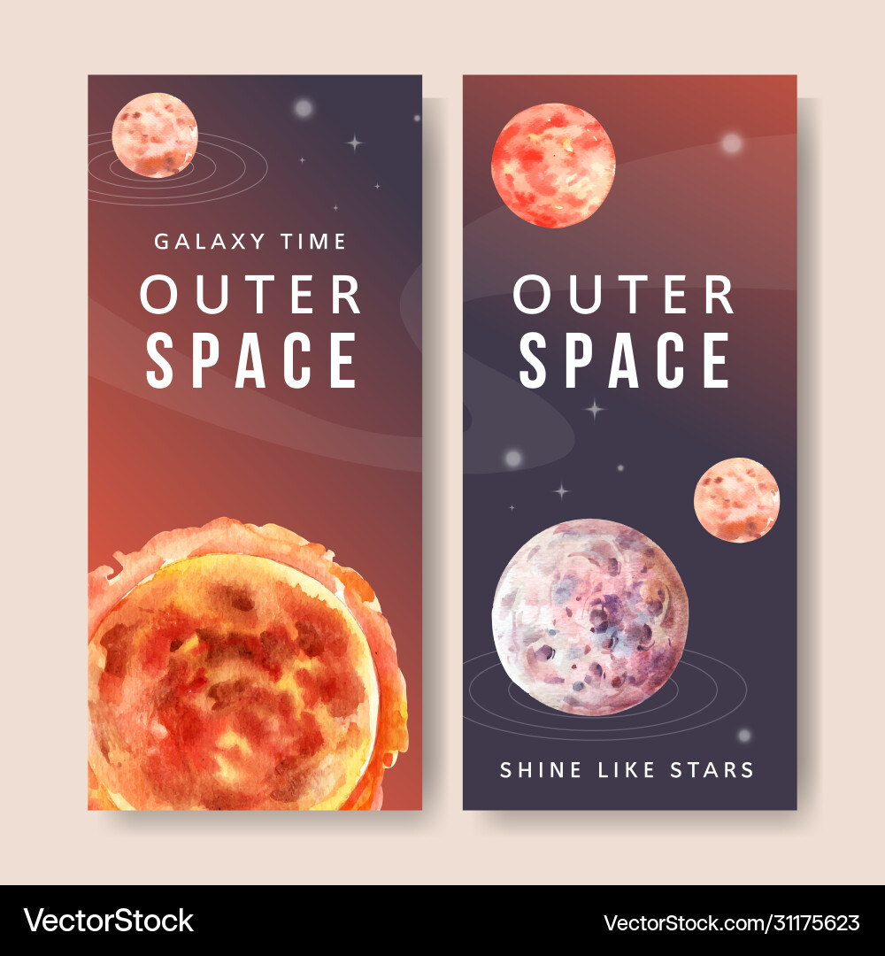 Galaxy flyer design with sun venus neptune Vector Image