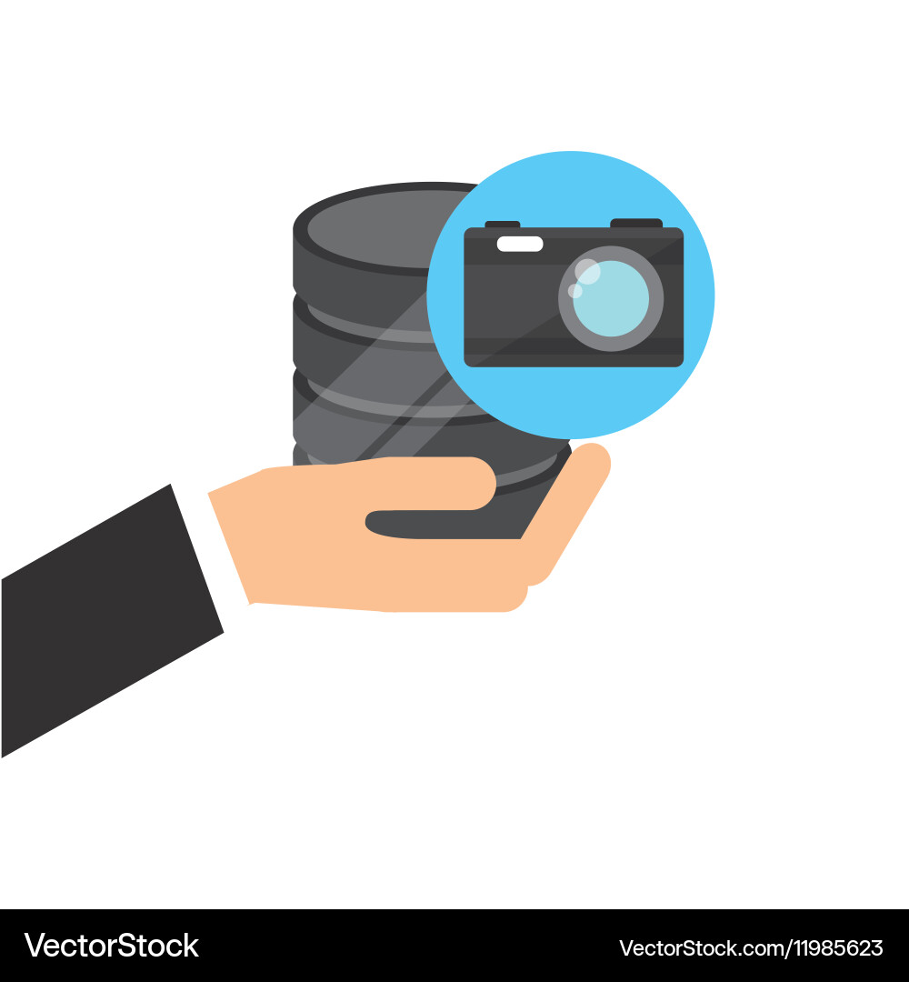 Hand holds data photographic camera icon Vector Image