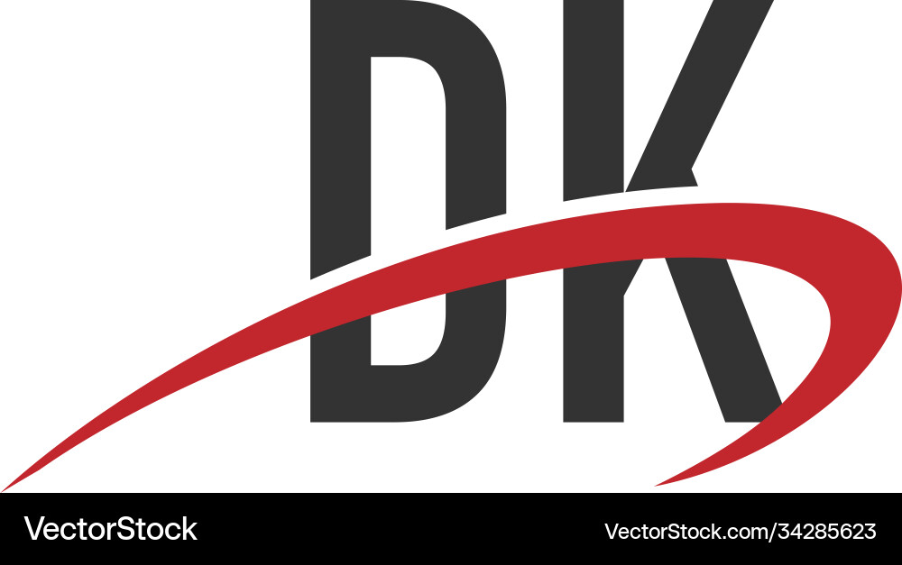 Initial letter dk linked swoosh monogram logo Vector Image