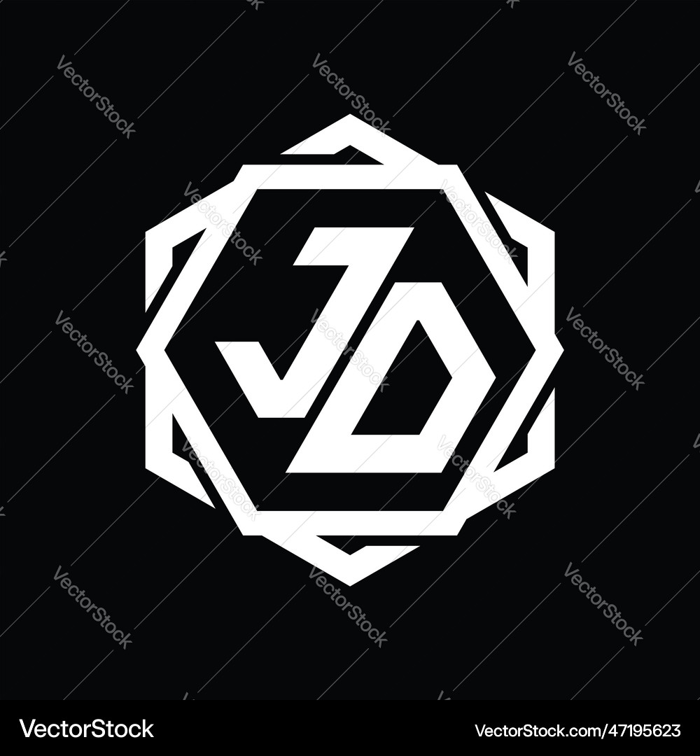 Jd logo monogram hexagon shape with geometric Vector Image