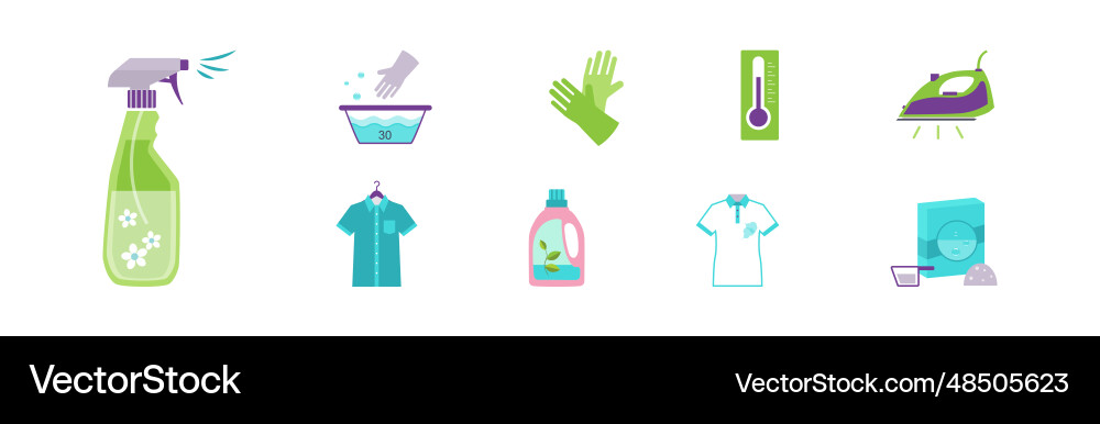 Laundry items and object as clothes washing Vector Image