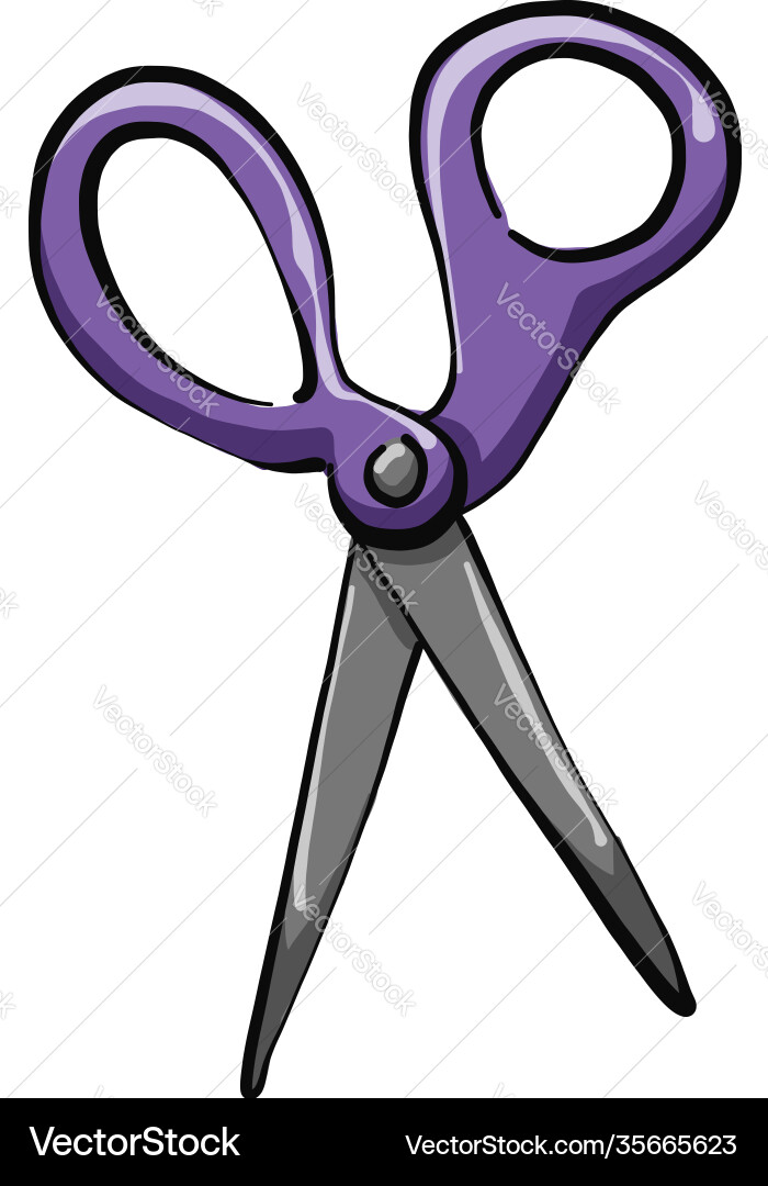Purple scissors on a white background Royalty Free Vector