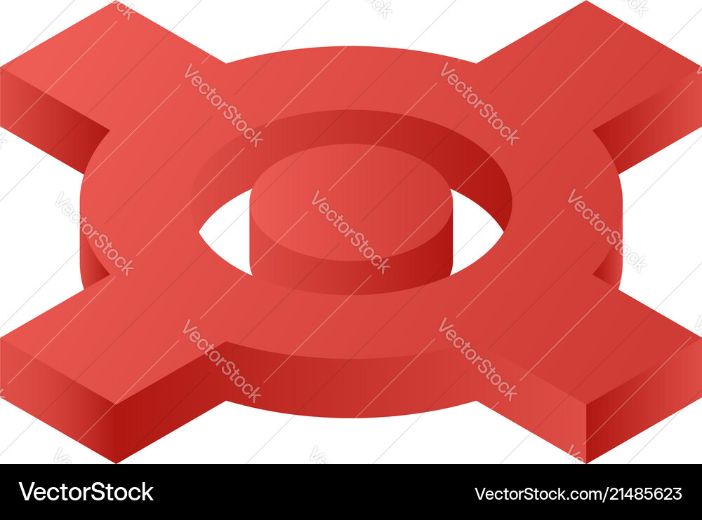 Red crossing map icon isometric style Royalty Free Vector