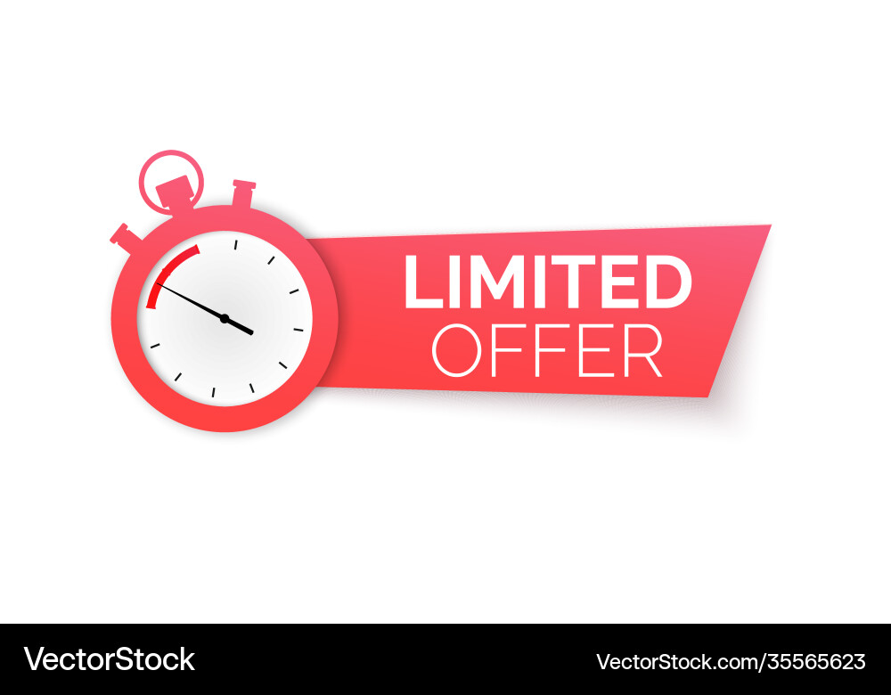 Stopwatch with special offer limited time offer Vector Image