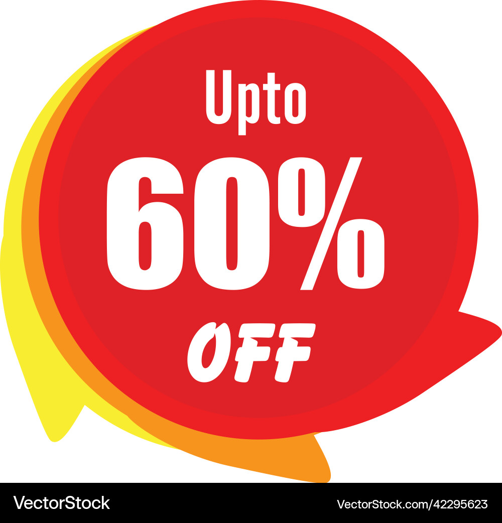 Upto 60 percentage off badge graphics Royalty Free Vector