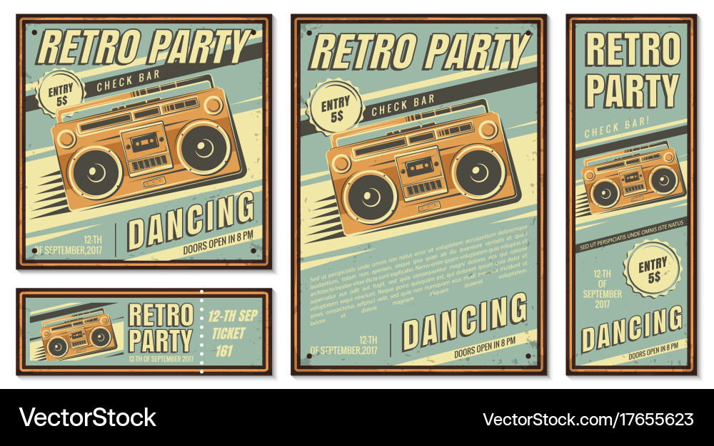 Vintage banner retro party Royalty Free Vector Image