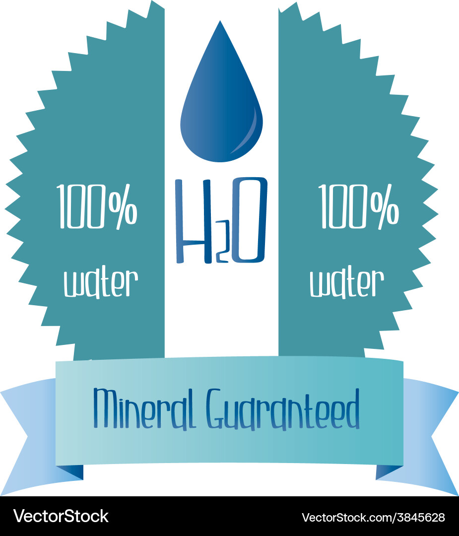 A blue label with text drop water and ribbon Vector Image