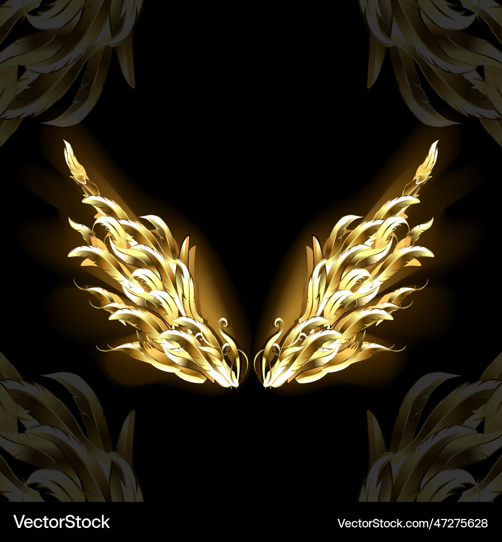 A pair of gradient gold wings Royalty Free Vector Image