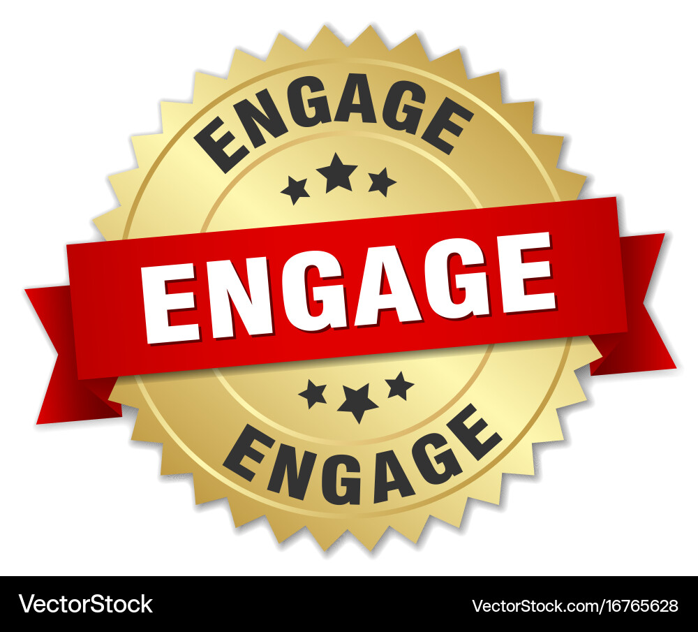 Engage round isolated gold badge Royalty Free Vector Image