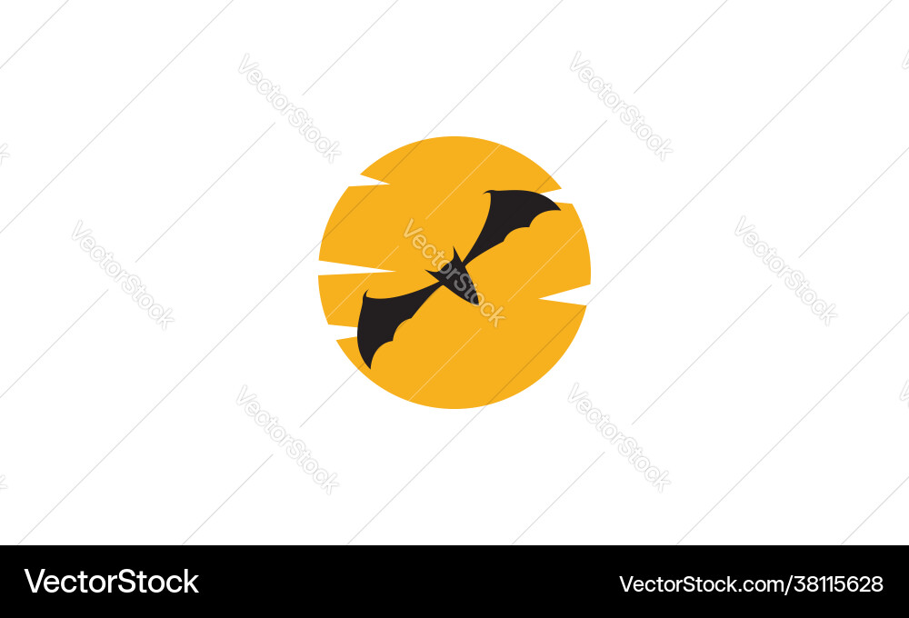 Fly bat with sunset logo symbol icon graphic Vector Image