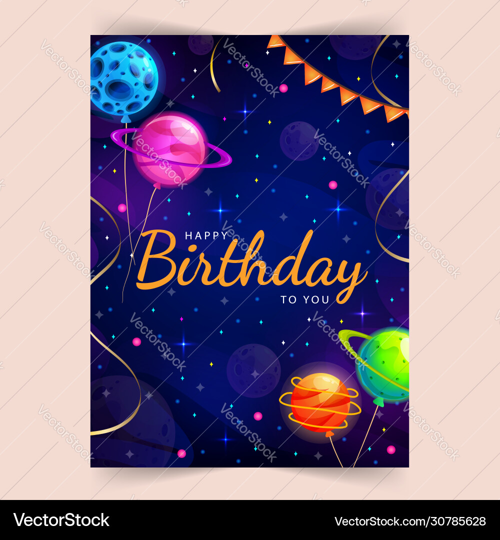 Happy birthday space and universe background Vector Image
