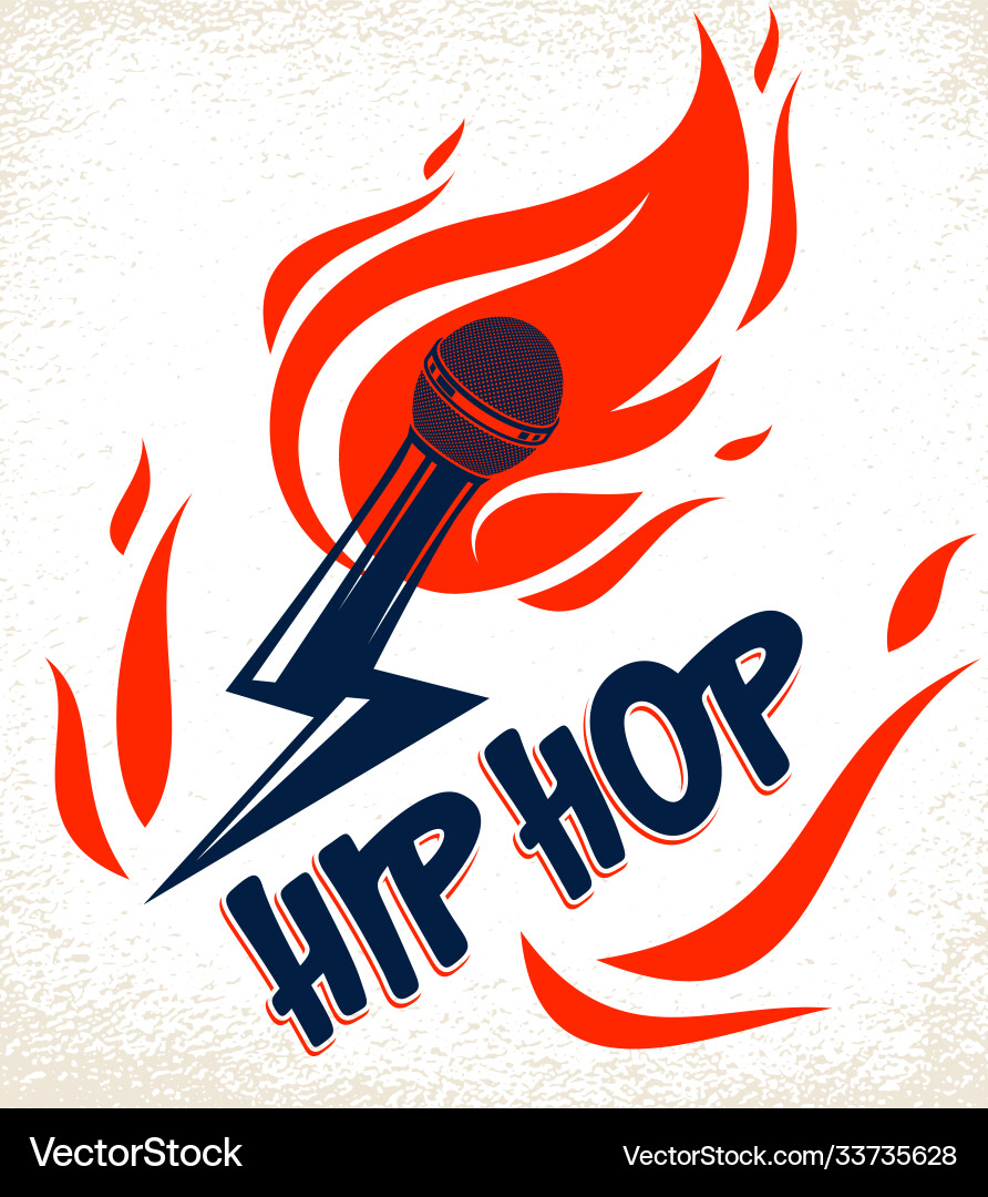 Rap music logo or emblem with microphone in a Vector Image
