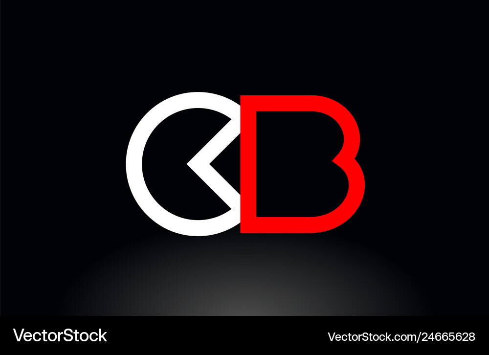 Red white alphabet letter cb c b combination Vector Image