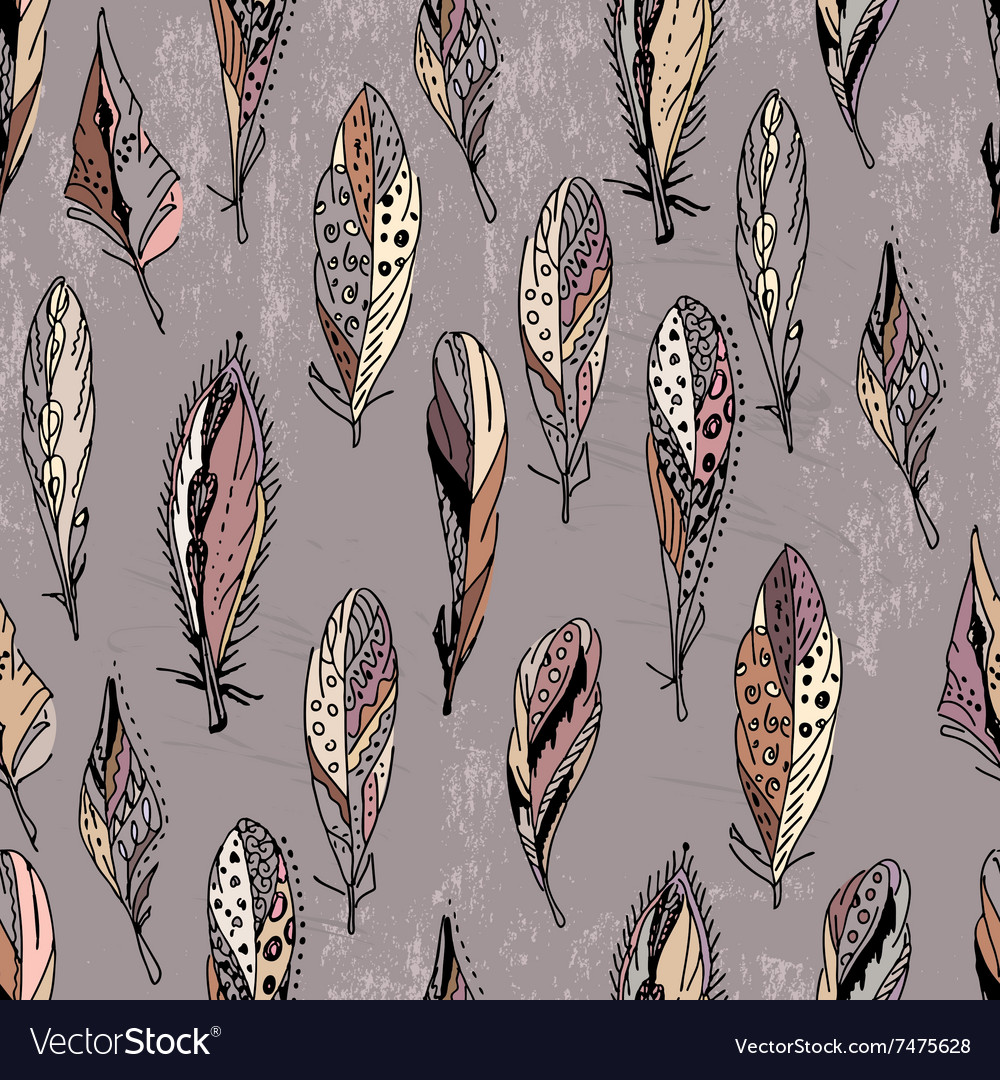 Seamless pattern with feathers endless texture Vector Image