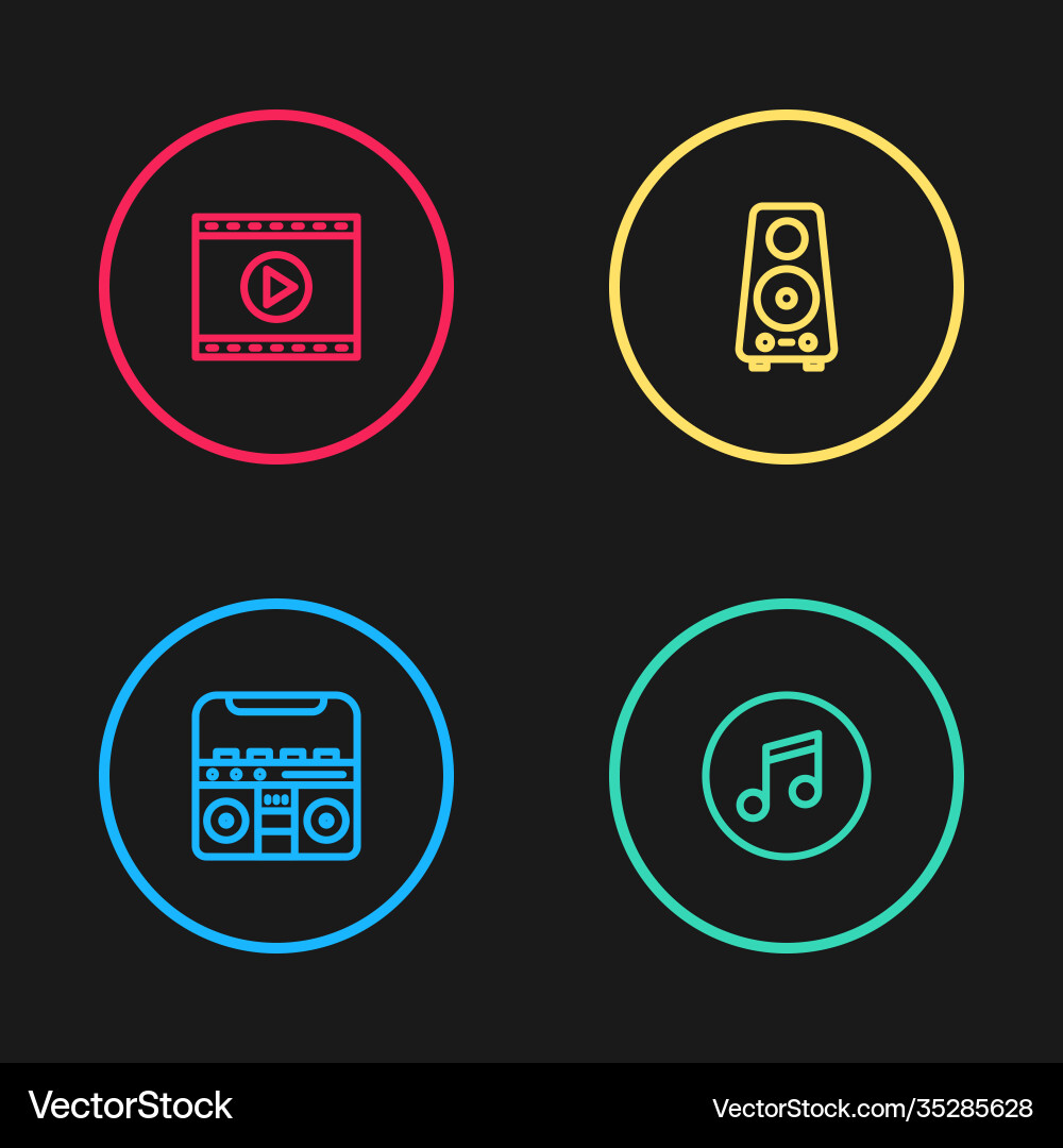 Set line home stereo with speakers music note Vector Image