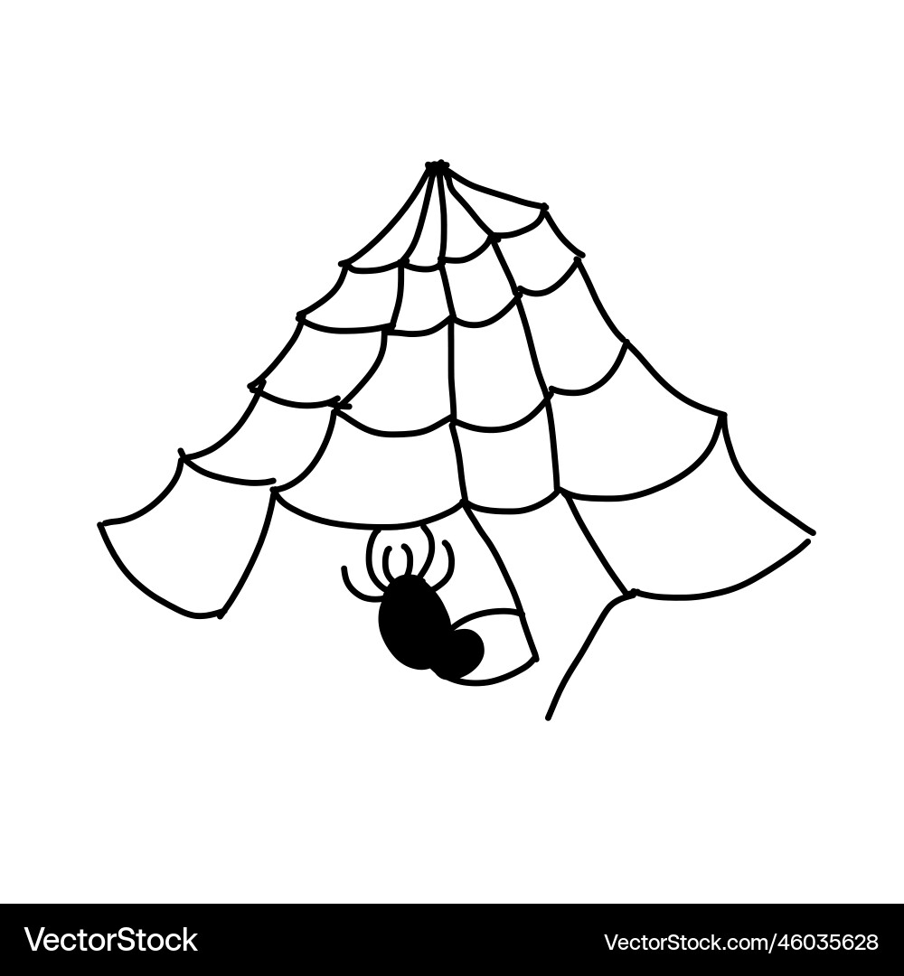 Simple spider on a web in cartoon doodle style Vector Image