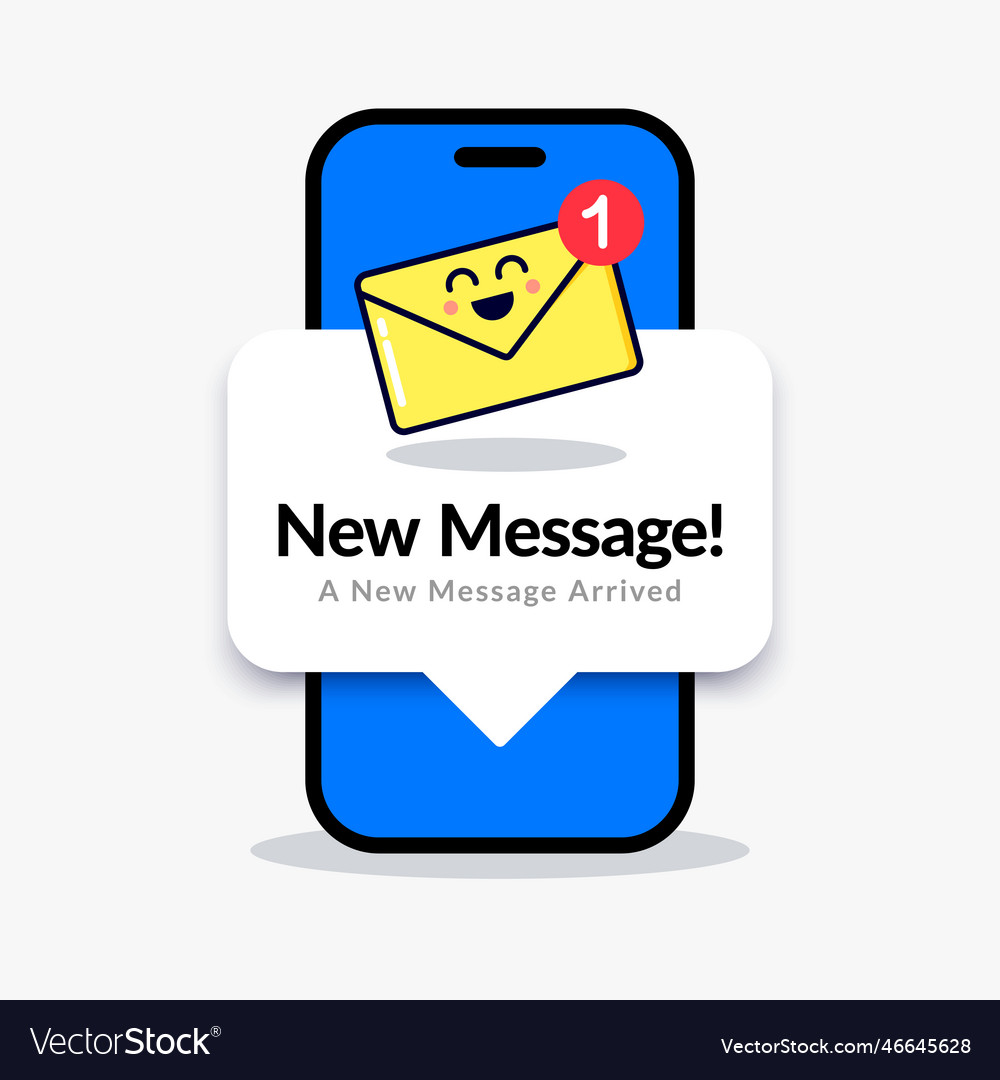 Smartphone with pop up and new message icon Vector Image