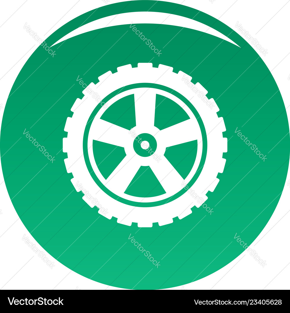 Transport tire icon green Royalty Free Vector Image