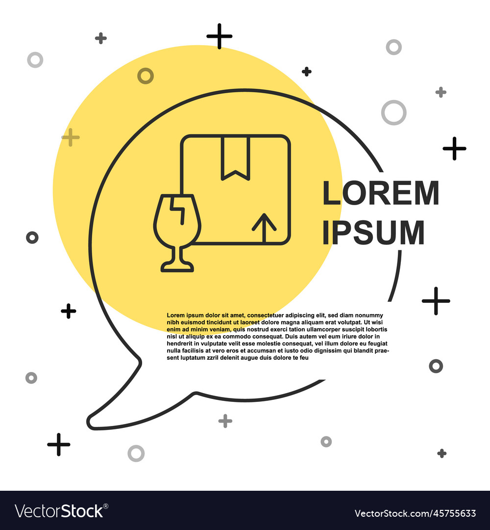 Black line delivery package box with fragile Vector Image