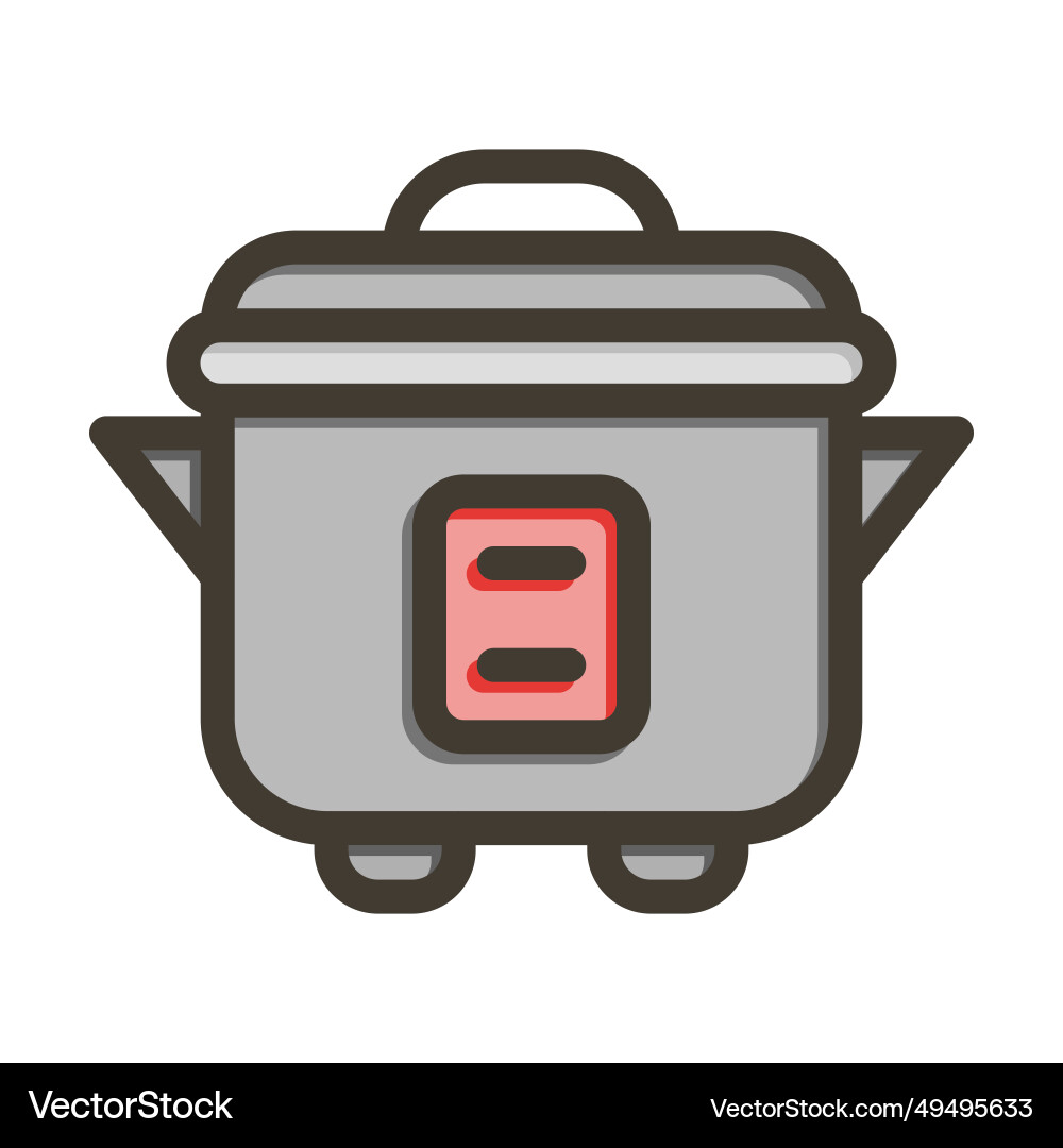 Crock pot thick line filled colors icon Royalty Free Vector