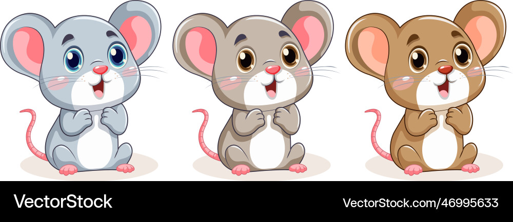 Cute little mouse with big ears characters Vector Image