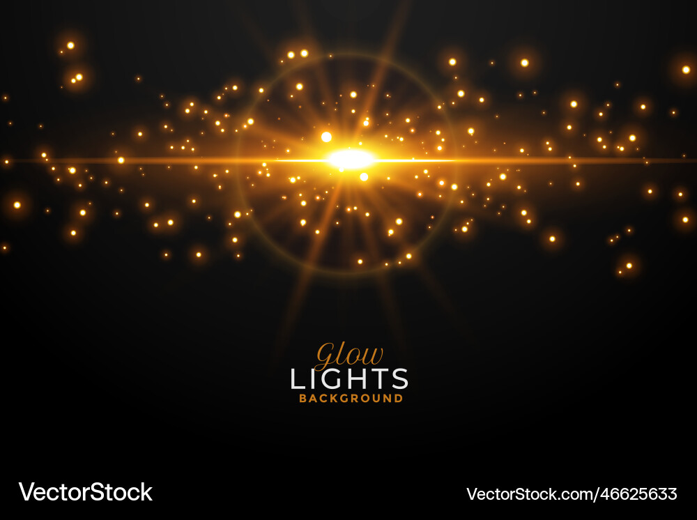 Glowing golden light flare with sparkles Vector Image
