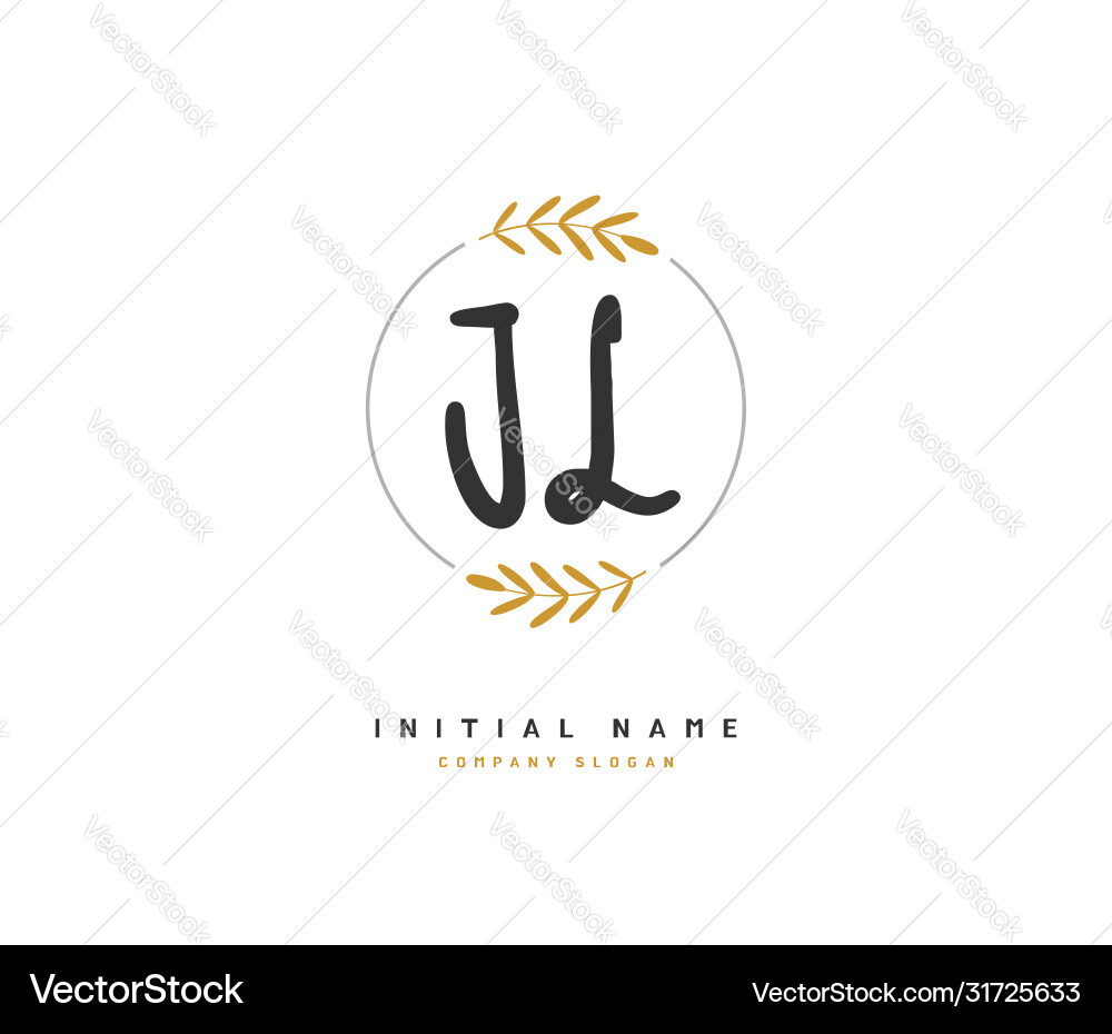 J l jl beauty initial logo handwriting Royalty Free Vector
